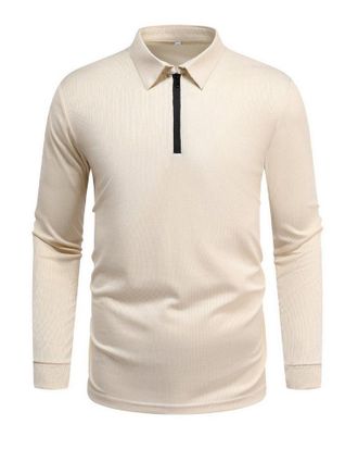 AlltheMen Langarm-Poloshirt mit Rei&szlig;verschluss Herren Poloshirt unifarben