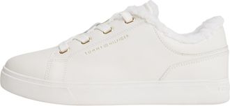 Tommy Hilfiger Damen Cupsole Sneaker Casual mit Teddy-Fell, Weiß (Ecru), 38