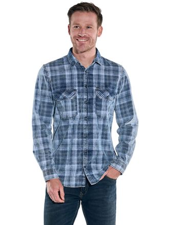 Engbers Herren Herren Langarm-Hemd aus Babycord, Indigoblau, 39432, Indigoblau in Gr&ouml;&szlig;e XXL