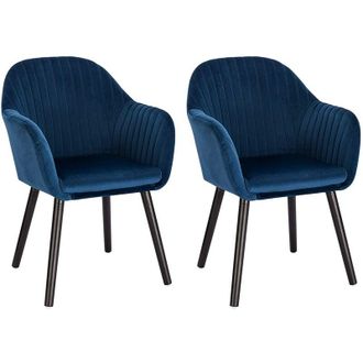Woltu Woltu - Lot de 2 Chaises de Salle &agrave; Manger Assise en Velours, Chaise pour Cuisine/Salon/Caf&eacute;, Bleu