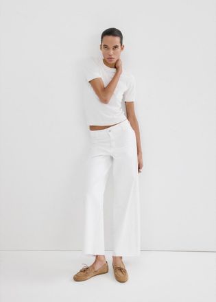 Mango Culotte-Jeans mit hohem Bund Catherin wei&szlig; - Damen - 32 - MANGO