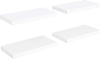 Generic Schwebendes Wandregal, 4 St&uuml;ck, MDF, Hochglanz-Wei&szlig;, Schwebendes Regal, 23/40/50/60/80/90/120 cm, Wandregal f&uuml;r Wohnzimmer/Arbeitszimmer/Bad/K&uuml;che (50