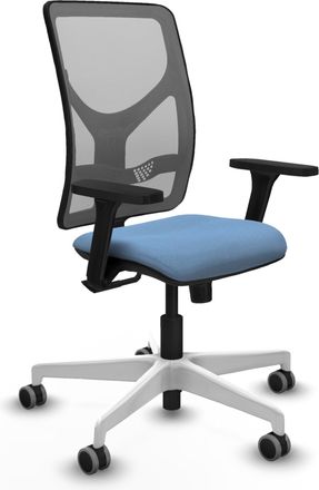 Piqueras y Crespo Arbeitsstuhl mit R&auml;dern mit 3D-Armen, h&ouml;henverstellbare Lendenwirbelst&uuml;tze, ausgestattet mit 3 Positionen und Schneideschaum, Grau/Himmelblau