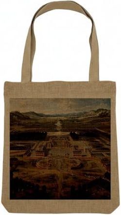 Fabulous Sac Shopping Tote Bag Aspect Lin - Peinture Vue Aerienne Chateau de Versaille Renaissance Paris - Sac de Courses Toile Epaisse 360g Beige Naturel Caba