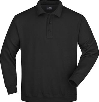 James & Nicholson Polo Sweatshirt - Klassischer Sweat mit gestricktem Polokragen | Farbe: Black | Grösse: M
