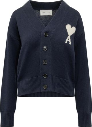 Ami Femme, Pulls, Bleu, Taille: 38 FR ADC Contrast Cardigan