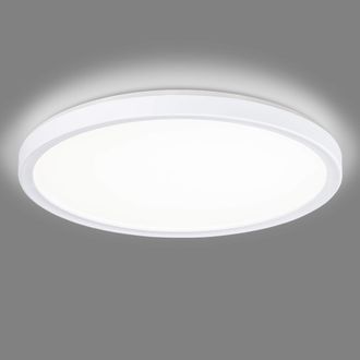 Navaris LED Deckenleuchte mit zusätzlicher Hintergrundbeleuchtung - dimmbar - 18 Watt - 29,3 x 2,8cm - 4000K - LED Deckenlampe Panel ultra flach rund
