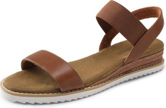 Dream Pairs Flache Sandalen mit Elastischen Riemen Jesuslatschen Damen Bequeme Outdoor Sandalen SDPW2310W-E BRAUN Größe 39 (EUR)