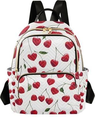 Mnsruu Mini sac à dos pour femme Motif coeur cerise Petit sac à dos tendance Sac à dos décontracté, Multi968, S