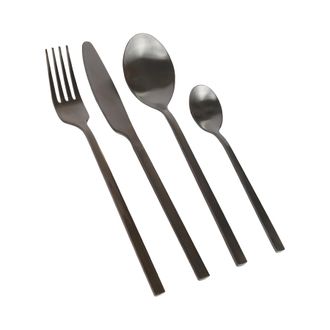 Argon Tableware Argon Tischware 16 Stück Besteckset aus Edelstahl - Schwarz - Essen Gabeln Messer Löffel Hochglanzpoliert Metall 4-Person Tisch Gabel Messer Löffel Se