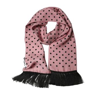 Dolce & Gabbana Seidenschal mit Fransen und Tupfenmuster - - Accessories - Herren - Rosa - ONE SIZE