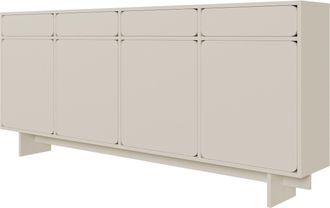 Selsey Kommode Aufbewahrungsschrank 4 T&uuml;ren 4 Schubladen 200 cm Schrank Schubladenschrank Push to Open Graubeige Wuwu