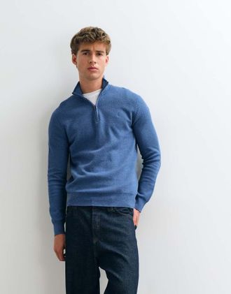 Polo Ralph Lauren Icon Sweatshirt mit Struktur und Viertelrei&szlig;verschluss in Blau