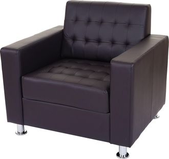 Mendler Sessel Kunda, Clubsessel Loungesessel, Kunstleder, Metall-Füße - Coffee