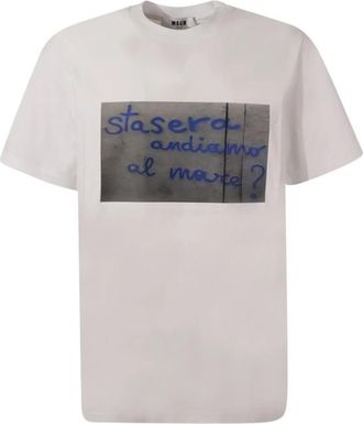 Msgm Stasera andiamo al mare T-Shirt - - Tops - Herren - Wei&szlig; - XS