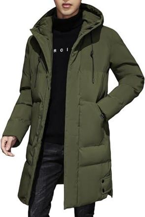 Generic Long manteau dhiver imperméable et chaud pour homme | Veste coupe-vent à capuche douce et confortable pour homme avec cordon de serrage - Cardigan zip