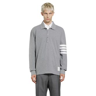 Thom Browne Cotton Piqu&eacute; 4-Bar Long Sleeve Polo