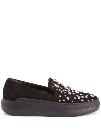Giuseppe Zanotti mocassins Afelia &agrave; ornements en cristal - Noir