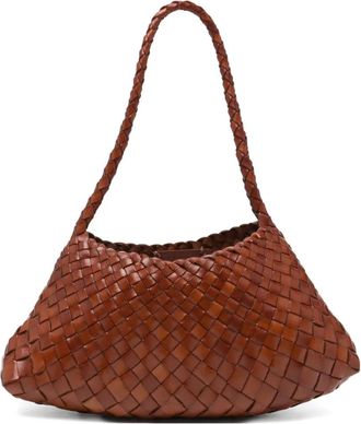 Dragon Diffusion sac porté épaule Rosanna en cuir tressé - Marron