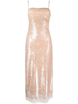 SIMKHAI robe Valentina brod&eacute;e de sequins - Tons neutres