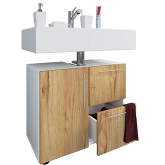 VCM Mobilier de badge : sous-armoire de lavage Darola h. 51 x. 61 x p. 32 cm Blanc/Hong Eiche