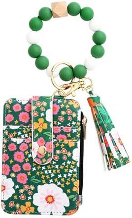 Generic Perle Porte-cl&eacute;s, Porte-Cl&eacute;s Tassel Portefeuille,Perl&eacute; Tassel Porte-cl&eacute;s Sac pour Carte de Cr&eacute;dit - Portefeuille en Cuir PU avec Bracelet pour Femmes,