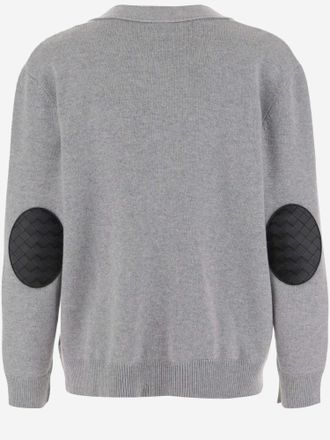 Bottega Veneta Mens Cashmere Blend Cardigan With V-Neck Gray Sweater