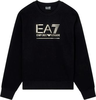 Emporio Armani Emporio Armani Ea7, Femme, Sweatshirts et sweats &agrave; capuche, Noir, Taille: 38 FR Visibility Cotton-Blend SweaT-shirt