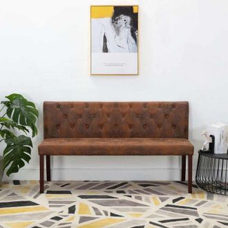 vidaXL Vidaxl - Banc 148,5 cm Marron Similicuir daim