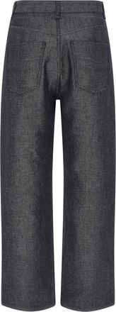 Fendi Linen-Blend Straight-Leg Jeans - Gray