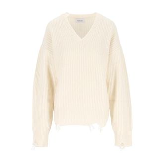 Amish V-Ausschnitt Strickpullover - - Knitwear - Damen - Wei&szlig; - XS