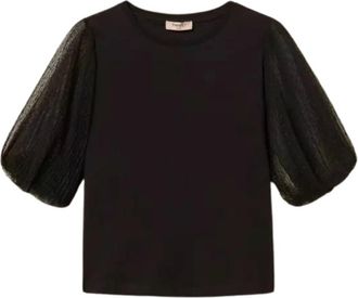 Twinset Femme, Blouses et Chemises, Noir, Taille: 40 FR T-shirt &agrave; manches en tulle