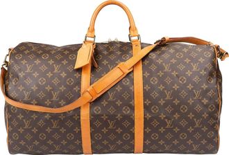 Louis Vuitton Crossbody Bags - Louis Vuitton Canvas Monogram Keepall 60 Bandoulie - Gr. unisize - in Braun - für Damen