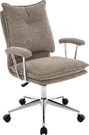CARRYHOME Drehstuhl, Braun, Chrom, Metall, Textil, Drehkreuz, 61x92-102x62 cm, Sitzfl&auml;che 360&deg; drehbar, gepolsterte Armlehnen, Arbeitszimmer, B&uuml;rost&uuml;hle, Drehst
