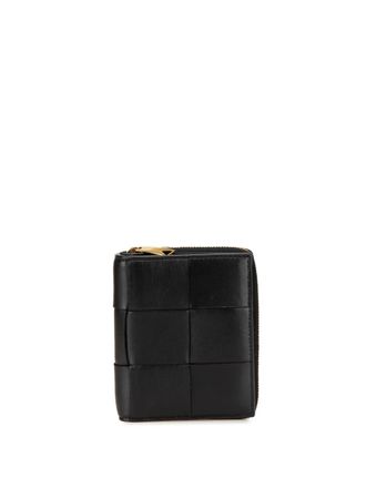 Bottega Veneta petit portefeuille Cassette Bifold Zip Wallet en peau dagneau Maxi Intreccio (2012-2024) - Noir