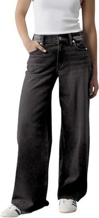 Generic Jean baggy pour femme - Jambes larges - Taille haute - Y2K - Stretch - Pantalon Boyfriend Y2K - Jean chic et vintage - Couleur unie - Pantalon streetw
