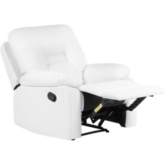 Beliani Beliani - Sessel Wei&szlig; Kunstleder verstellbar Wohnzimmer Arbeitszimmer Retro Stil