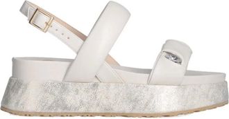 Liu Jo Femme, Chaussures, Beige, Taille: 37 EU Sandale &agrave; plateforme avec pierres pr&eacute;cieuses