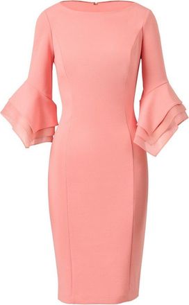 Adrianna Papell Abendkleid Knit Crepe Tiered Sleeve Dress Zeitlos, 3/4 &Auml;rmel, sch&ouml;ne Silhouette