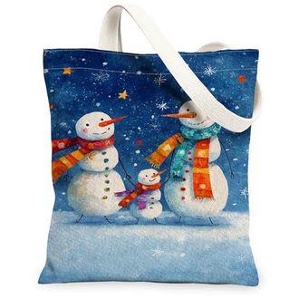 Generic Sacs fourre-tout en toile motif bonhomme de neige réutilisable, sacs de courses réutilisables, légers et lavables pour les courses, les voyages, la pl