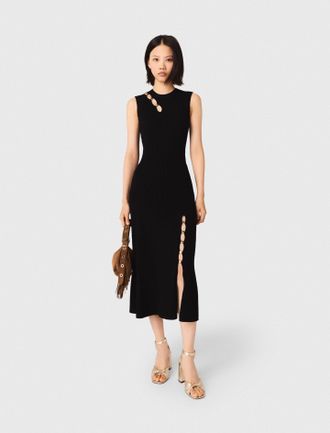 Maje Langes Rippstrickkleid Mit Cut-outs - Schwarz - Gr&ouml;&szlig;e 32 - Maje