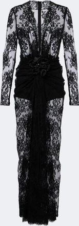 Dolce & Gabbana Robe longue en dentelle de coton m&eacute;lang&eacute;