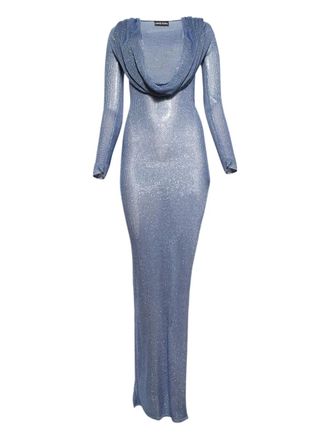 DAVID KOMA Strassrobe mit Wasserfallkragen - Blau