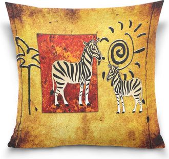 Linomo Kissenbezug 45x45 cm, Afrikanisch Tier Zebra Dekorative Kissenbezug Kissenhülle für Couch Sofa Bett Hause