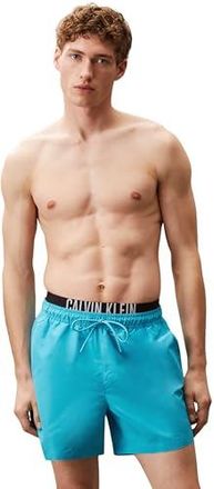 Calvin Klein Slip de Bain Homme Medium Double avec Cordon de Serrage, Bleu (Bash Blue), S