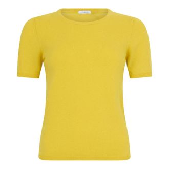 Malo Kurz&auml;rmliger Rundhalspullover - - Knitwear - Damen - Gelb - M