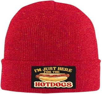 Generic Tricoté Bonnet Je suis Juste Là pour Les Hot-Dogs. Unisexe Tricoter Chapeau Épais Beanie Hiver pour Femme Ski Cyclisme