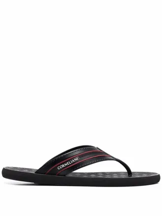Corneliani sandales &agrave; logo imprim&eacute; - Noir