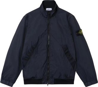 Stone Island Homme, Vestes, Bleu, Taille: XL Veste en nylon Reps &agrave; col montant