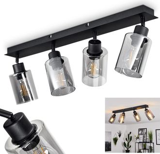 HOFSTEIN Deckenleuchte Hunouri, Deckenlampe aus Metall/Glas in Schwarz/Rauchfarben, mit Rauchglasschirmen, 4-flammig, E27-Fassung, Schirme sind drehbar, ohne L